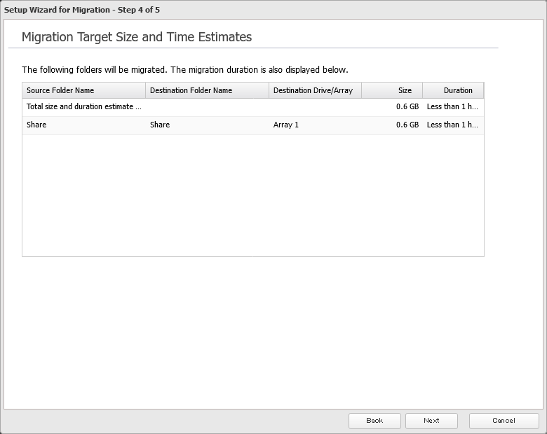 11 Select the target folder to save a migration log to and configure any desired migration options.