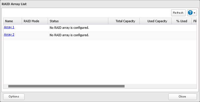 Select a RAID mode and the drives to be used, then click
